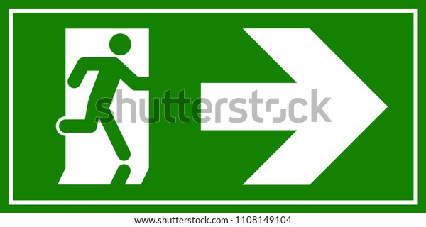 Emergency Exit Sign Man Running Out 스톡 벡터(로열티 프리) 1108149104