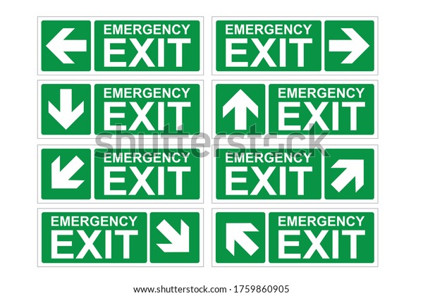 Emergency Exit Sign Vector Art Stock Vector (Royalty Free) 1759860905 ...