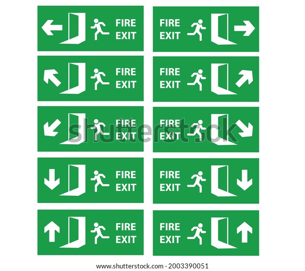 Emergency Exit Signs Set Running Direction Stock Vector (Royalty Free ...