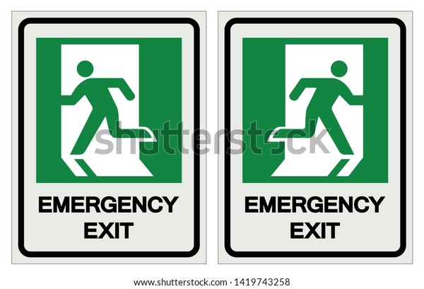 Emergency Exit Symbol Sign Vector Illustration : image vectorielle de ...