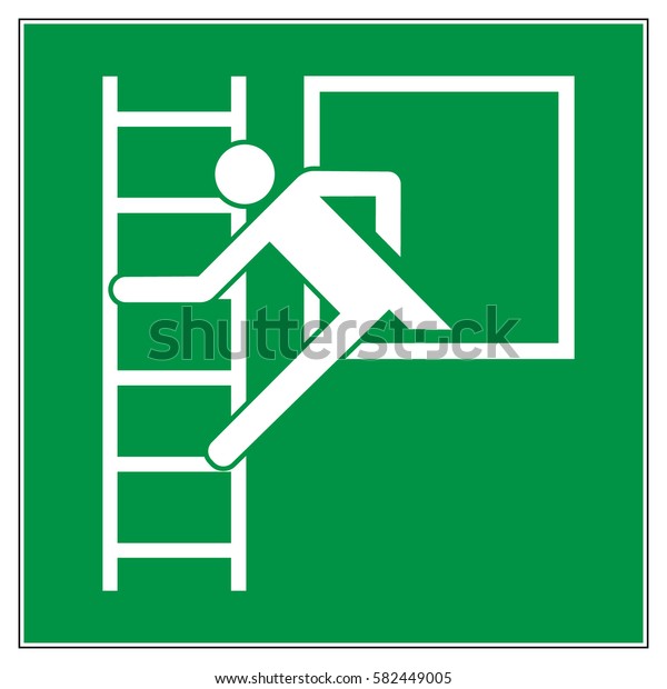 Emergency Exit Window Escape Ladder Sign Stock Vector (Royalty Free ...