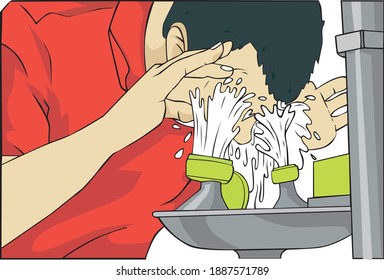 Emergency Eyewash Equipment Safety Vector Wash Stock Vector (Royalty ...
