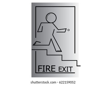 Emergency Fire Exit Sign Black White Stock Vector (Royalty Free) 622159052