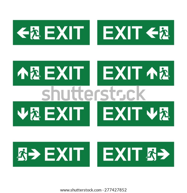 Emergency Fire Exit Sign Vector Set Stock Vector (Royalty Free ...