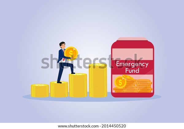 Emergency Fund Vector Concept Businessman Saving Stock Vector (Royalty ...