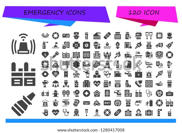 emergency icon set. 120 filled emergency icons. Simple modern icons ...