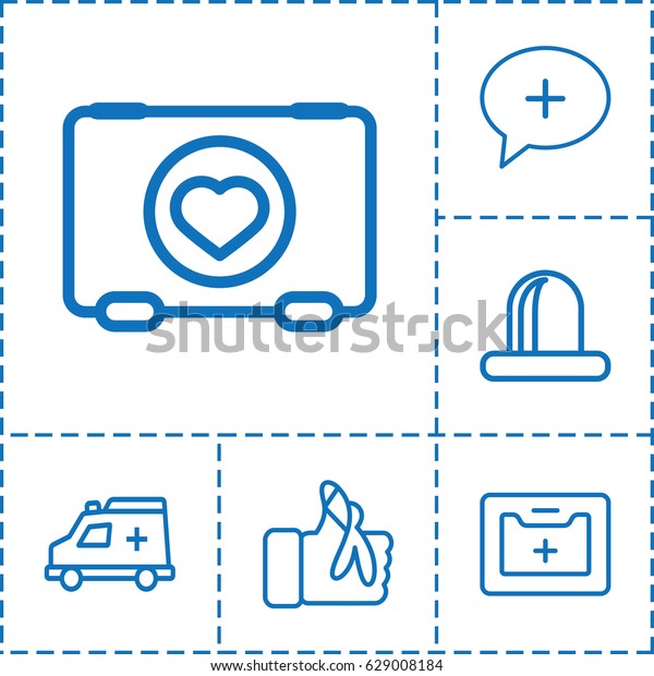 Emergency icon. set of 6 emergency outline icons such as case with ...