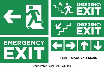 Emergency Quick Exit Print Ready Signs Stock Vector (Royalty Free ...