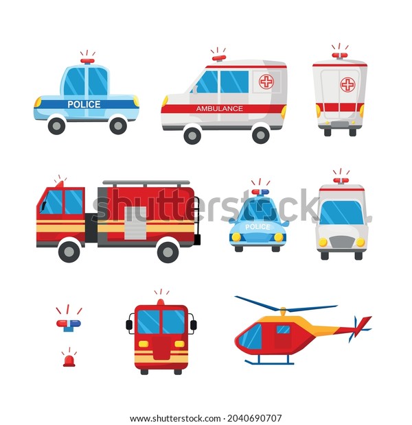 Emergency Services Cartoon Vector Illustration Ambulance Stock Vector ...