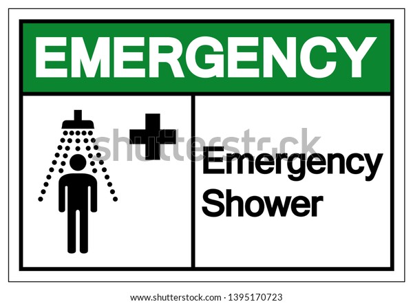 Vektor Stok Emergency Shower Symbol Sign Vector Illustration (Tanpa ...