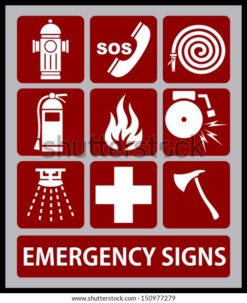 Emergency Signs Stock Vector (Royalty Free) 150977279 | Shutterstock