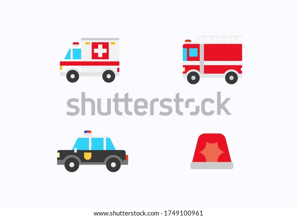Emergency Transport Vector Icons Set Isolated Stock Vector (Royalty ...