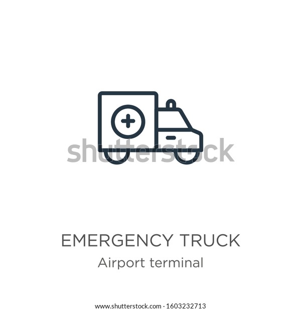 Emergency Truck Icon Thin Linear Emergency Stock Vector (Royalty Free ...