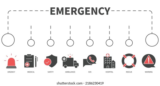 Emergency Vector Illustration Concept Banner Icons Stock Vector ...