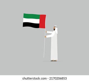 Emirate Character Holding Flag Uae Stock Vector (Royalty Free ...
