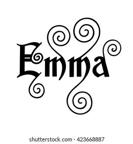 Emma Handmade Lettering Vector Illustration Logo: vector de stock ...