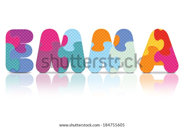 Emma Written Alphabet Puzzle Vector Illustration Stock Vector (Royalty ...