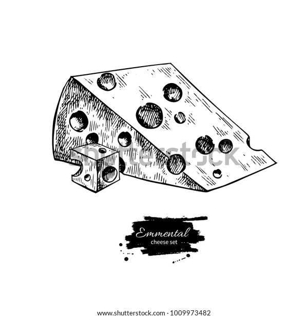 Emmental Cheese Drawing Vector Hand Drawn Stock Vector (Royalty Free ...
