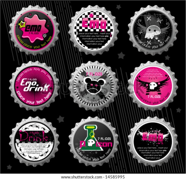 Emo Bottle Caps See Similar Please Stock Vector (Royalty Free) 14585995