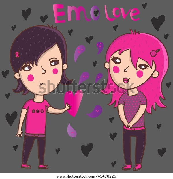 Emo Love Cartoon Vector Illustration Stock Vector (Royalty Free ...