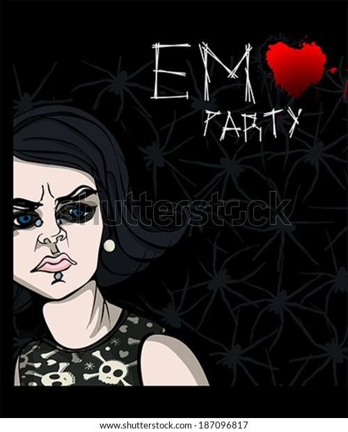 Emo Party Poster Room Your Text Stock Vector (Royalty Free) 187096817 ...