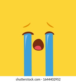 Emoji Crying Yellow Background Flat Style Stock Vector (Royalty Free ...