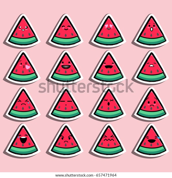 Emoji Emoticon Face Watermelon Variation Vector Stock Vector (Royalty ...