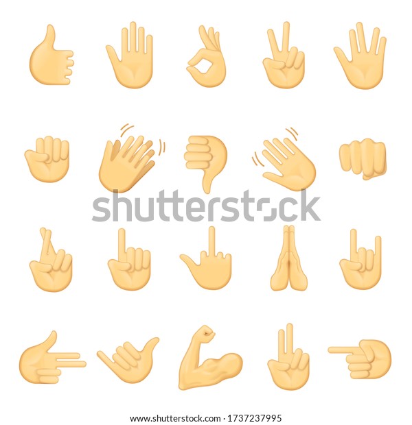 Emoji Hand Gestures Icons Vector Set: เวกเตอร์สต็อก (ปลอดค่าลิขสิทธิ์ ...