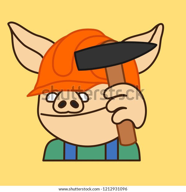 Emoji Happy Worker Pig Work That Stock Vector (Royalty Free) 1212931096