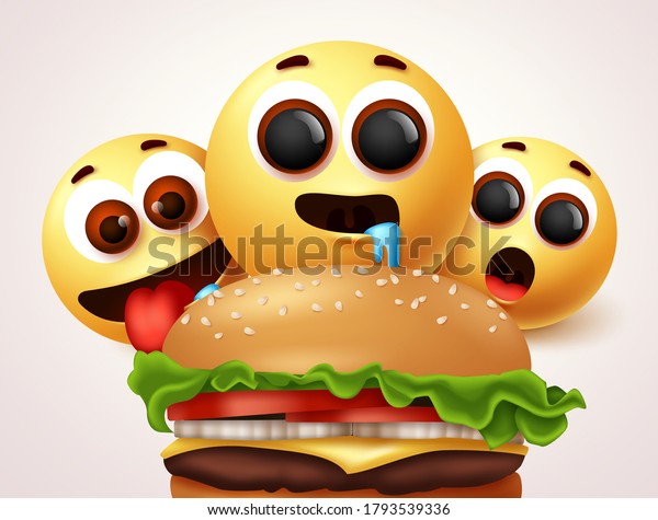 Emoji Hungry Burger Character Vector Design Stock Vector (Royalty Free ...