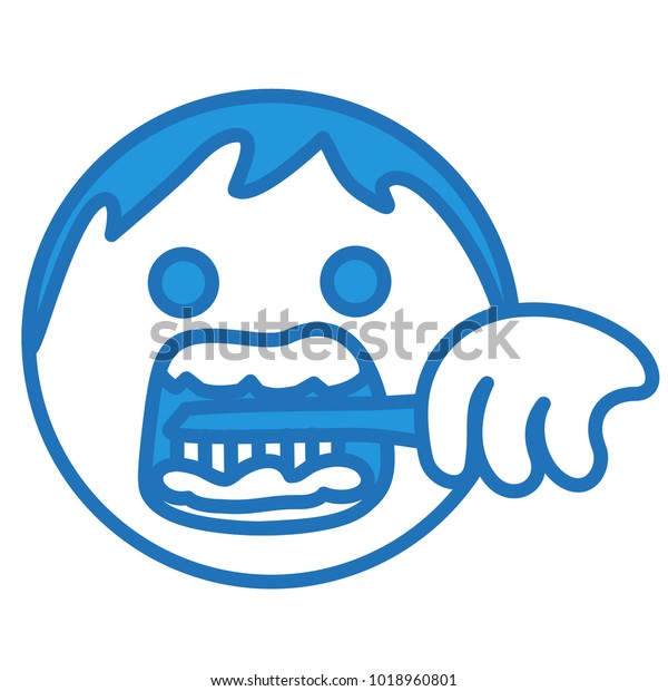 Emoji Man Open Mouth Brushing Teeth Stock Vector (Royalty Free) 1018960801