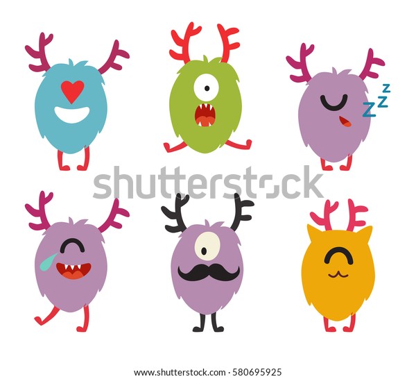 Stock vektor „Emoji Monsters Cute Cyclops Vector Set“ (bez autorských ...