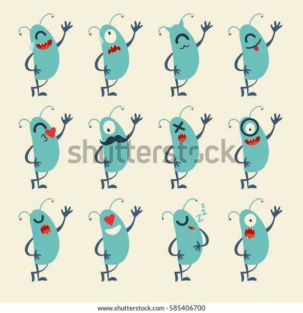 Emoji Monsters Cute Cyclops Vector Set : image vectorielle de stock ...