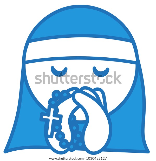 Emoji Nun Praying God While Holding Stock Vector (Royalty Free ...