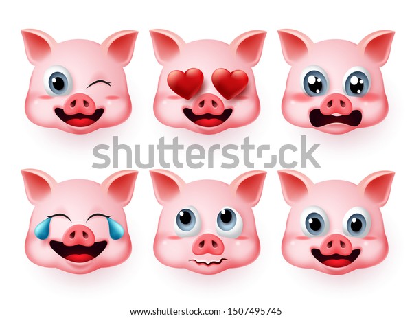 Emoji Pig Vector Set Pigs Face Stock Vector (Royalty Free) 1507495745