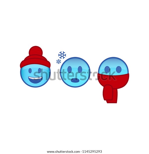 Emoji Smiles Feeling Cold Snow Vector Stock Vector (Royalty Free ...