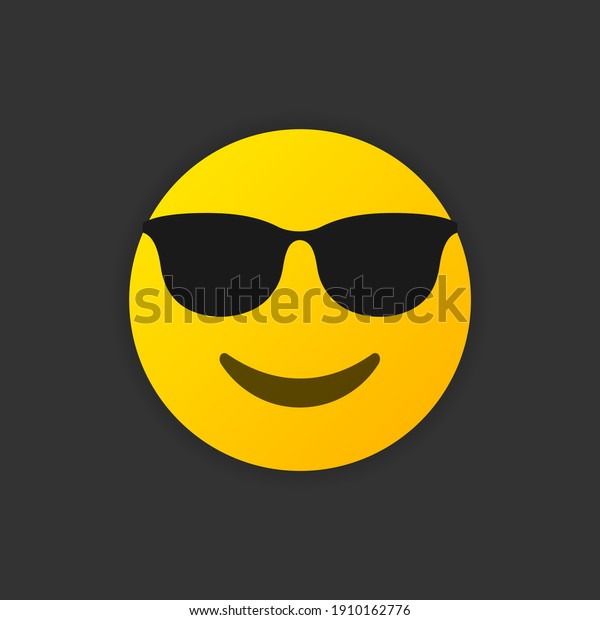 Emoji Sunglasses Smile Like A Boss Emoticon Symbol Isolated On White Background Vector