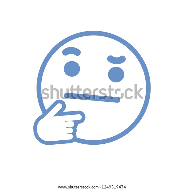 Emoji Thinking.Emot Thinking face in blue color
