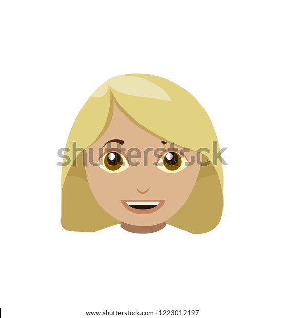 Emoji Vector Happy Female Face Stock Vector (Royalty Free) 1223012197 ...