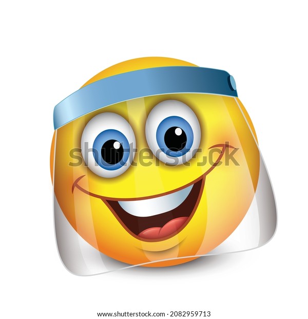 Emoji Wearing Face Shield Isolated Emoticon Stock Vector (Royalty Free ...
