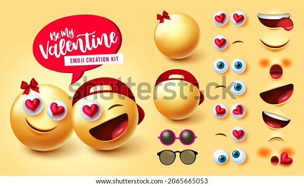 Emojis Couple Creator Vector Set Emoji Stock Vector (Royalty Free ...