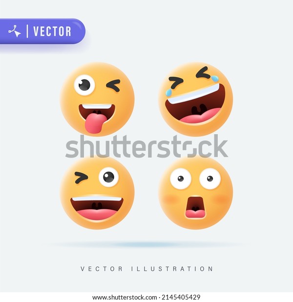 Emojis Emoticons Face Vector Set Emoticon: เวกเตอร์สต็อก (ปลอดค่า ...