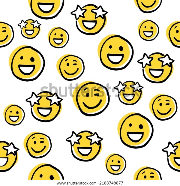 Emojis Emoticons Feelings Seamless Pattern Fun: vetor stock (livre de ...