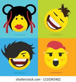Emojismiley Faces Hairstyle Stock Vector (Royalty Free) 1110392402 ...