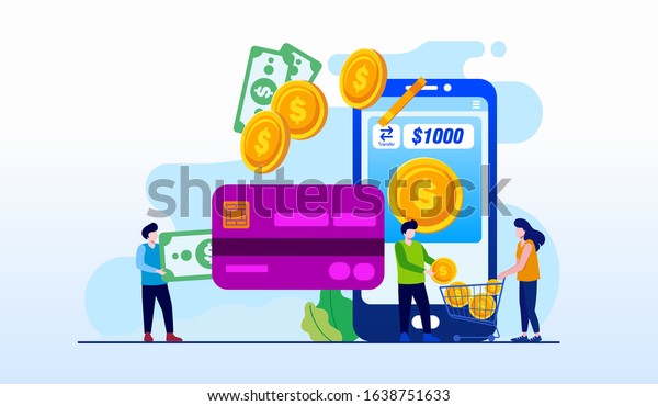 Emoney Transfer Technology Mobile Banking Paylater Stock Vector ...