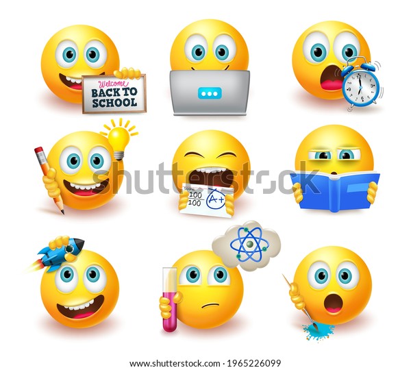 Emoticon Back School Emoji Vector Set Stock Vector (Royalty Free ...