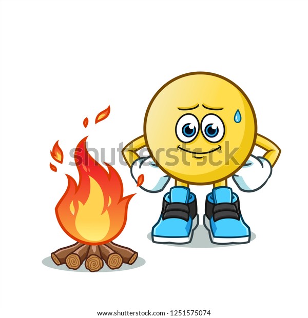 Emoticon Camp Fire Mascot Vector Cartoon Stock Vector (Royalty Free ...