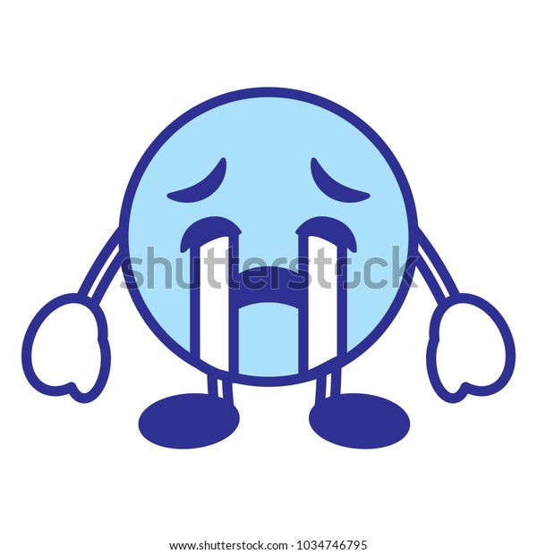 Emoticon Cartoon Face Crying Character Blue Stock Vector (Royalty Free ...
