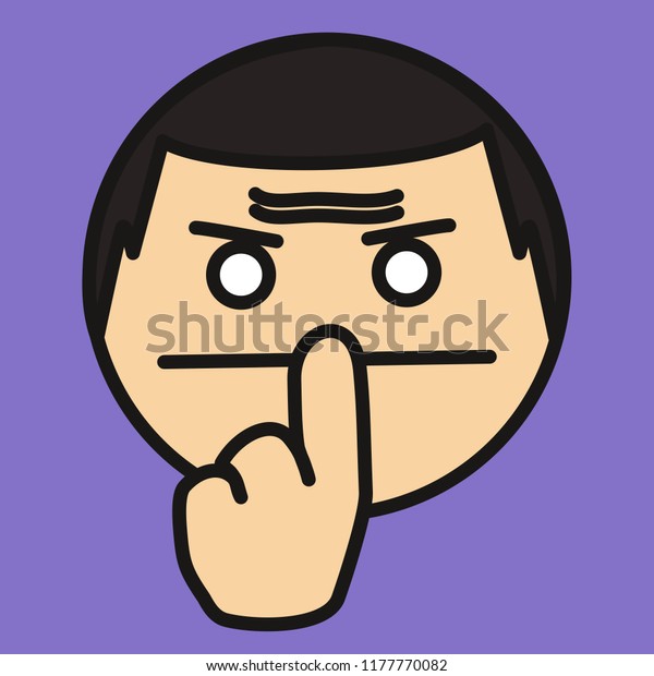Emoticon Character Frowned Face That Keeping : image vectorielle de ...