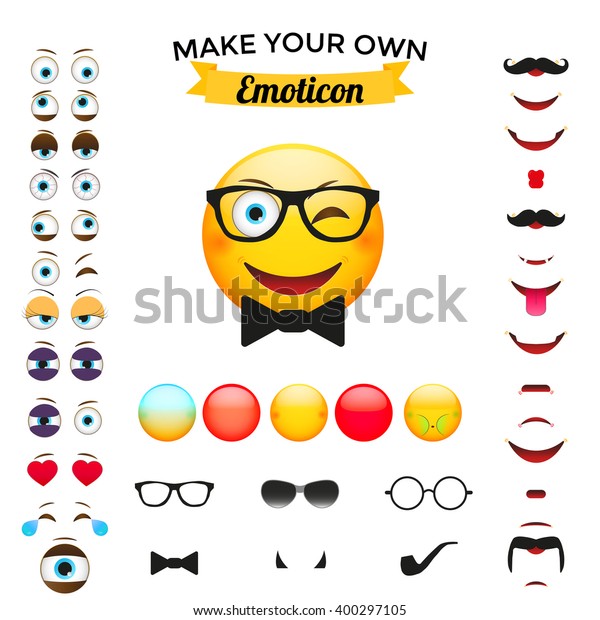 Emoticon Emoji Creator Collection Vector Stock Vector (Royalty Free ...